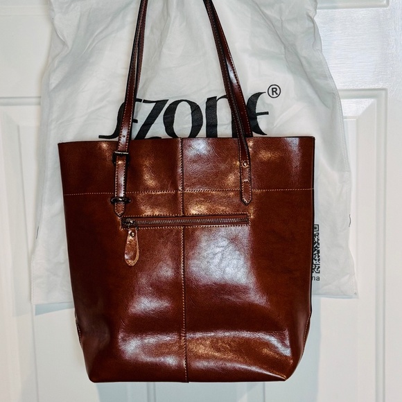S-Zone | Bags | Szone Genuine Leather Tote Shoulder Bag Handbag Brown ...